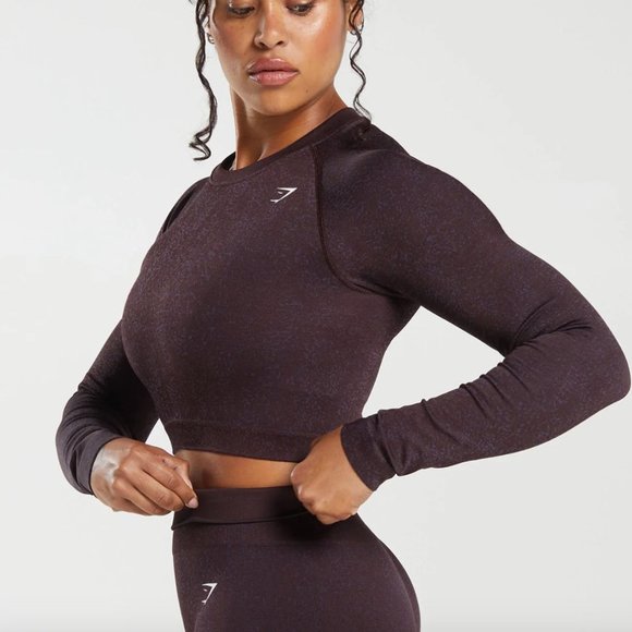 Gymshark | Tops | Gymshark Adapt Fleck Seamless Long Sleeve Crop Top ...